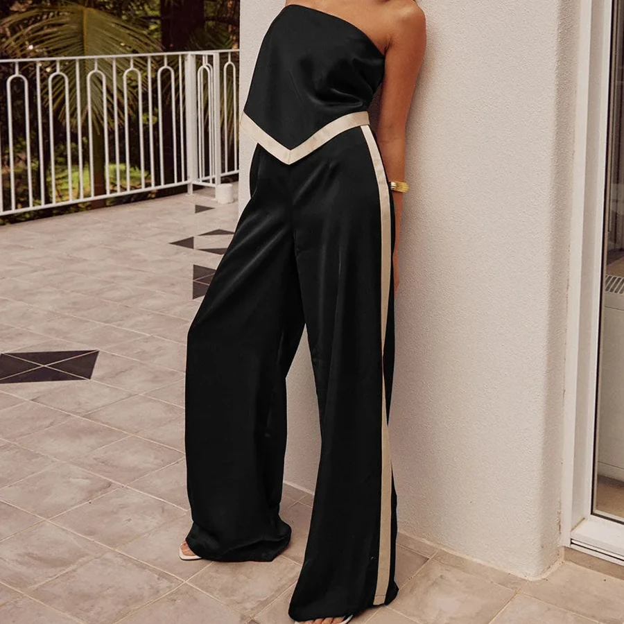 Sexy Sleeveless Summer Boob Tube Wide Leg 2 Piece Set Women Pants And Top - Buy Set Women Pants ...