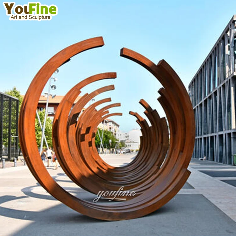 Outdoor Custom Metal Globe Corten Steel Ring Sculpture Garden Statue ...