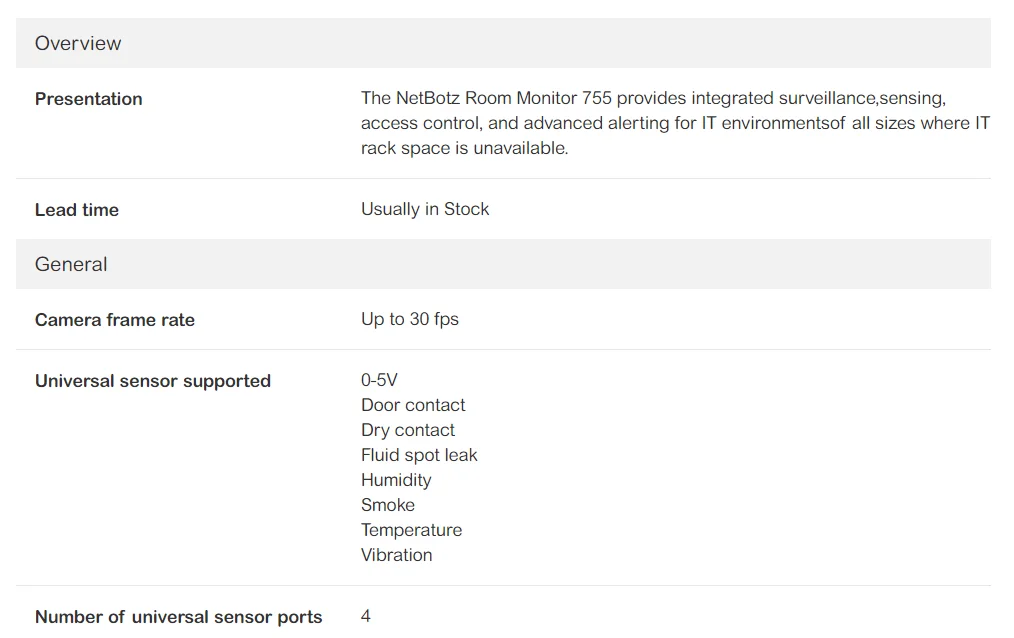 Se-apc Nbwl0755 Security And Environmental Appliances Netbotz Room ...
