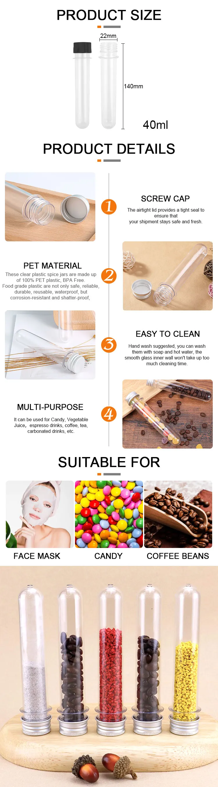 Custom Transparent Plastic Tubes Packaging Empty Clear Plastic Test ...