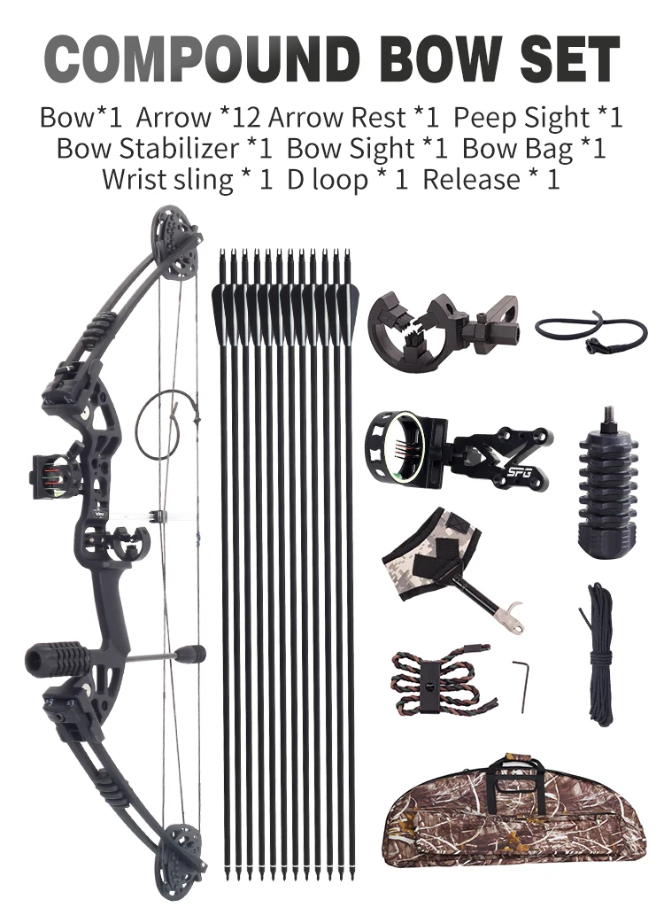 Spg复合弓射箭狩猎金属弓和混合碳箭组释放瞄准器静止稳定器户外运动装备 - Buy 弓和箭套装,射箭复合弓套装带瞄准具,复合弓套装 Product on Alibaba.com
