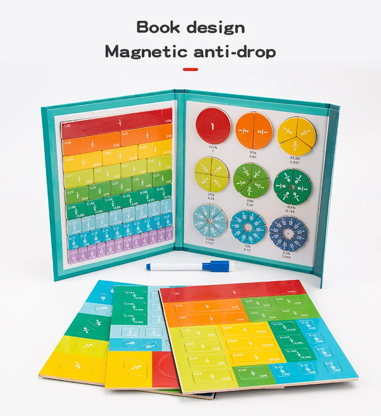 Kids Montessori Magnetic Fractions Learning Math Toys Magnetic Fraction ...