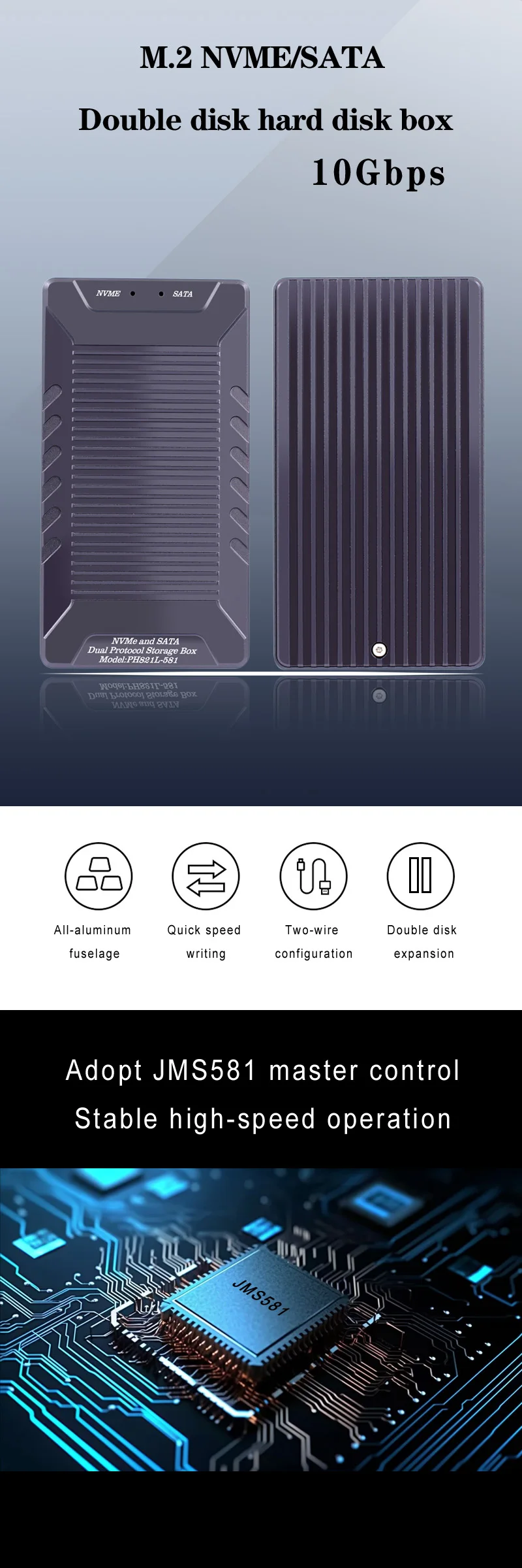 Ngff M.2 Nvme Sata Single Chip Dual Protocol Dual Disk Usb3.2 10gb ...