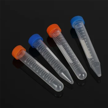 Laboratory Conical Flat Bottom Test Tubes With Screw Caps Centrifuge ...
