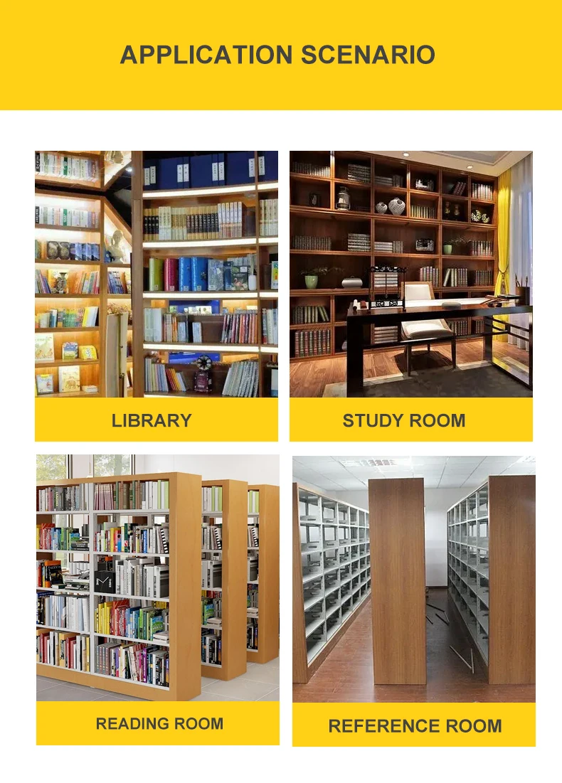 Tall Modern Study Room Set - Wood Image Steel Book Shelves