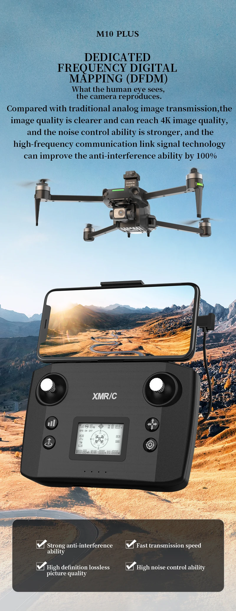 M10 Hd 4k Dual Camera Drone,Intelligent Lidar Obstacle Avoidance,Gps ...