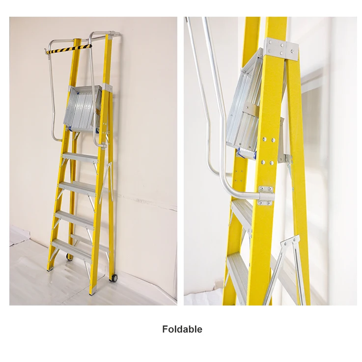 Industrial Fiberglass Podium Platform Ladder with Handrail & Foldable ...
