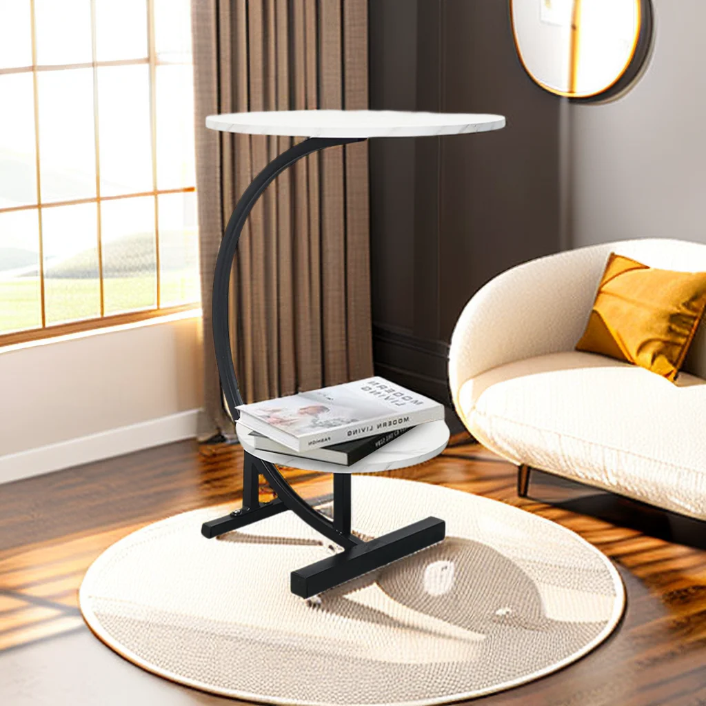 Modern Design Double Marble Tea Side Table Sofa Bedside Magazine Rack ...