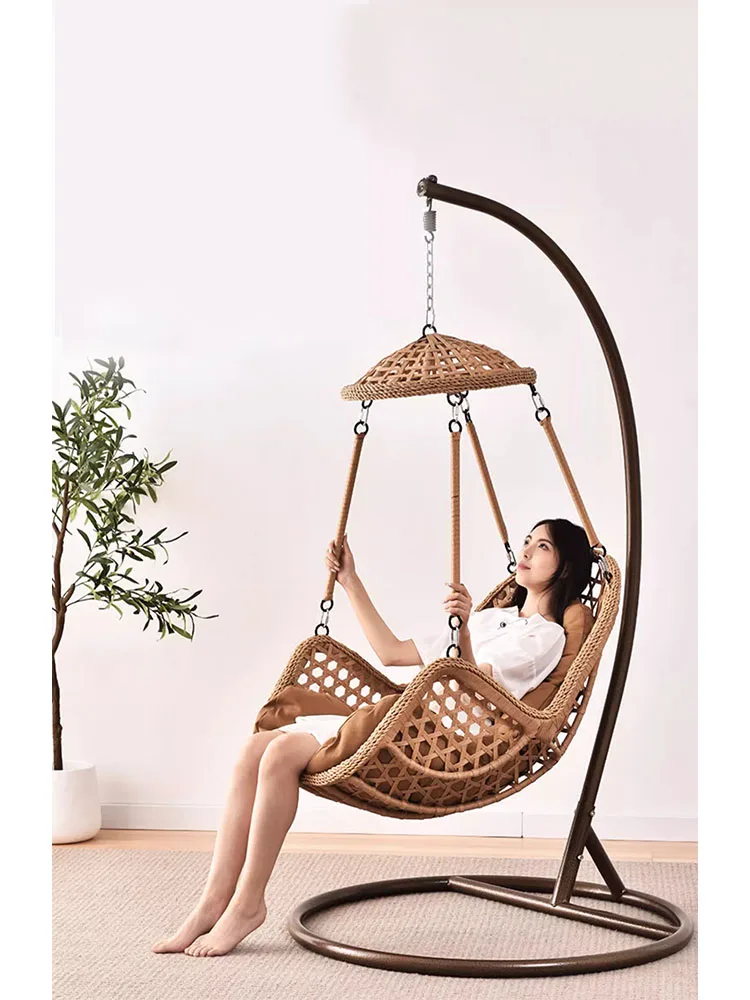 Comfortable Outdoor Patio Rattan Swing Single Swing Hanging Chair ...