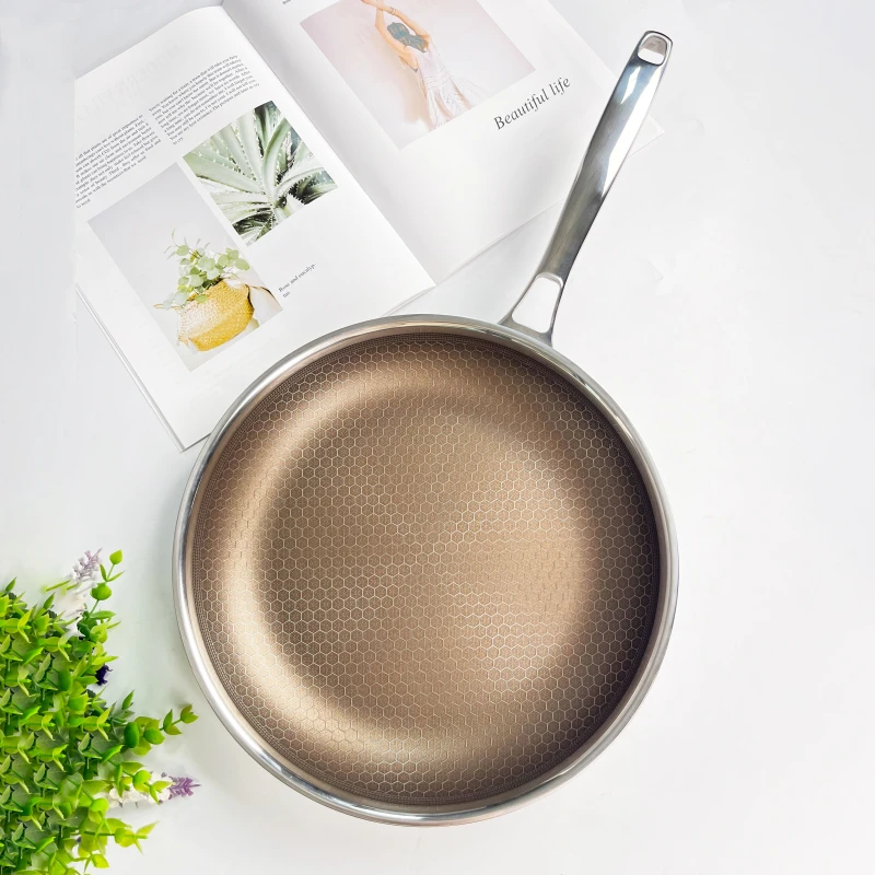 High Gloss KFCC Ceramic Coating Frying Pan - 3ply Stainless Steel