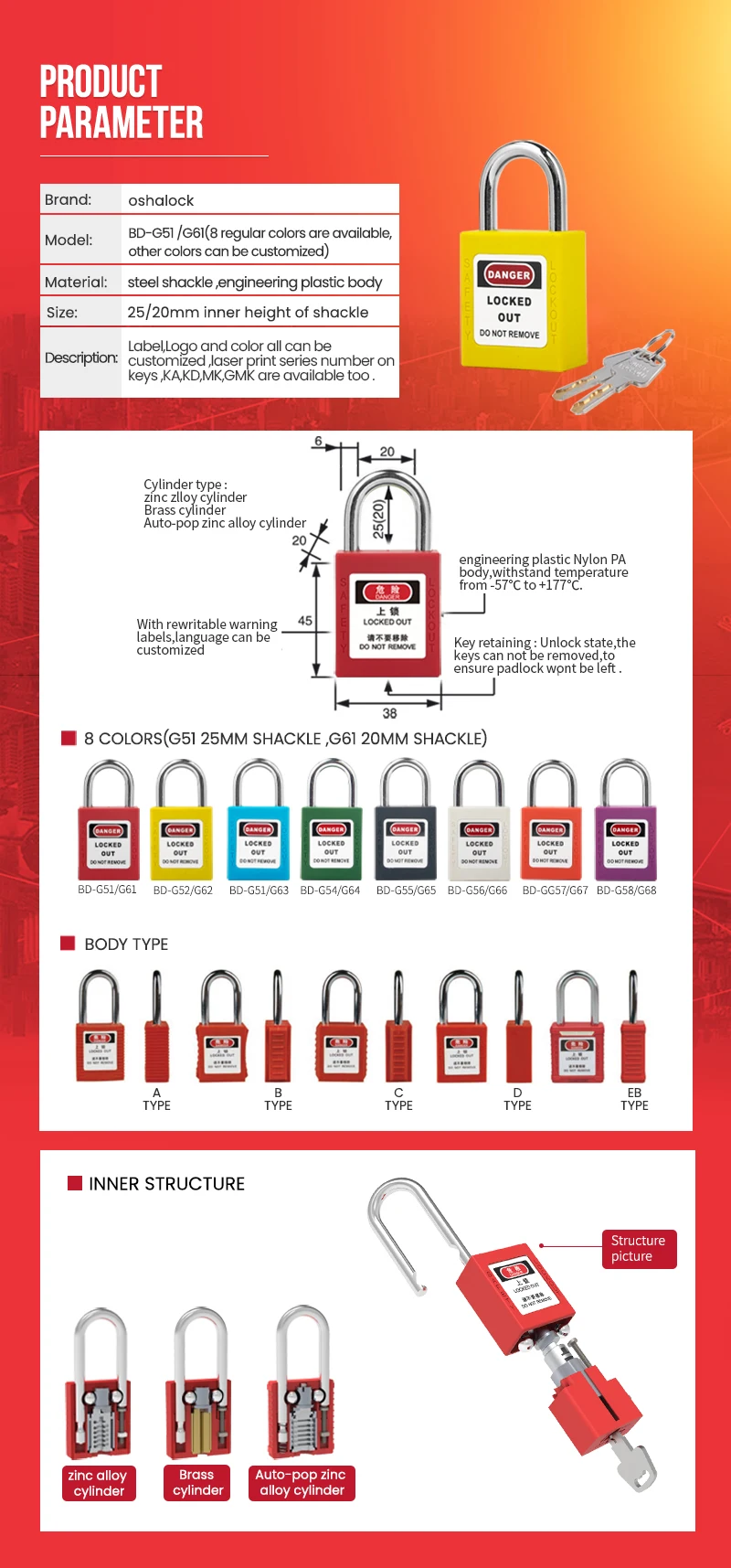 Safety Keyed Alike Padlocks Steel and Nylon Material with Master Key ...