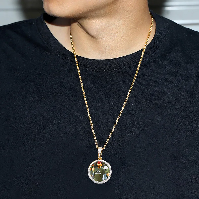 Custom Gift Photo Pendant - Micro Paved 35mm Disc Charm