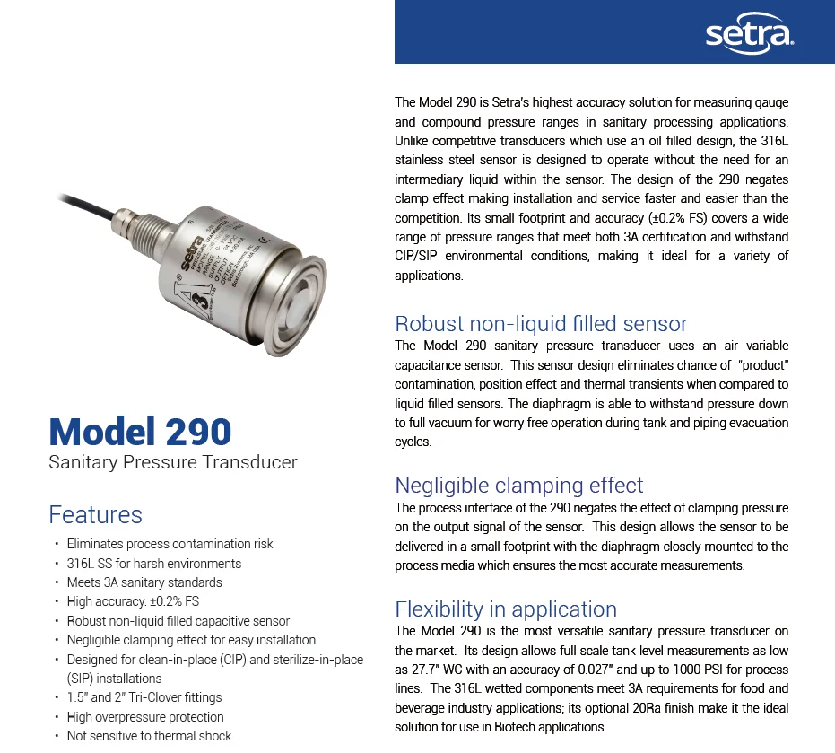 PT1000 PT100 RTD OEM Setra Model 290 Temperature Sensor