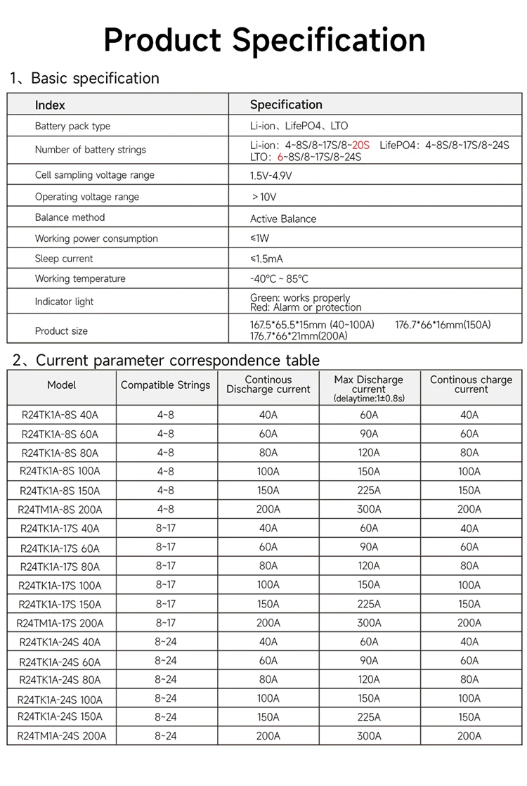 Smart BMS 1A Active Balance - Efficient Battery Management