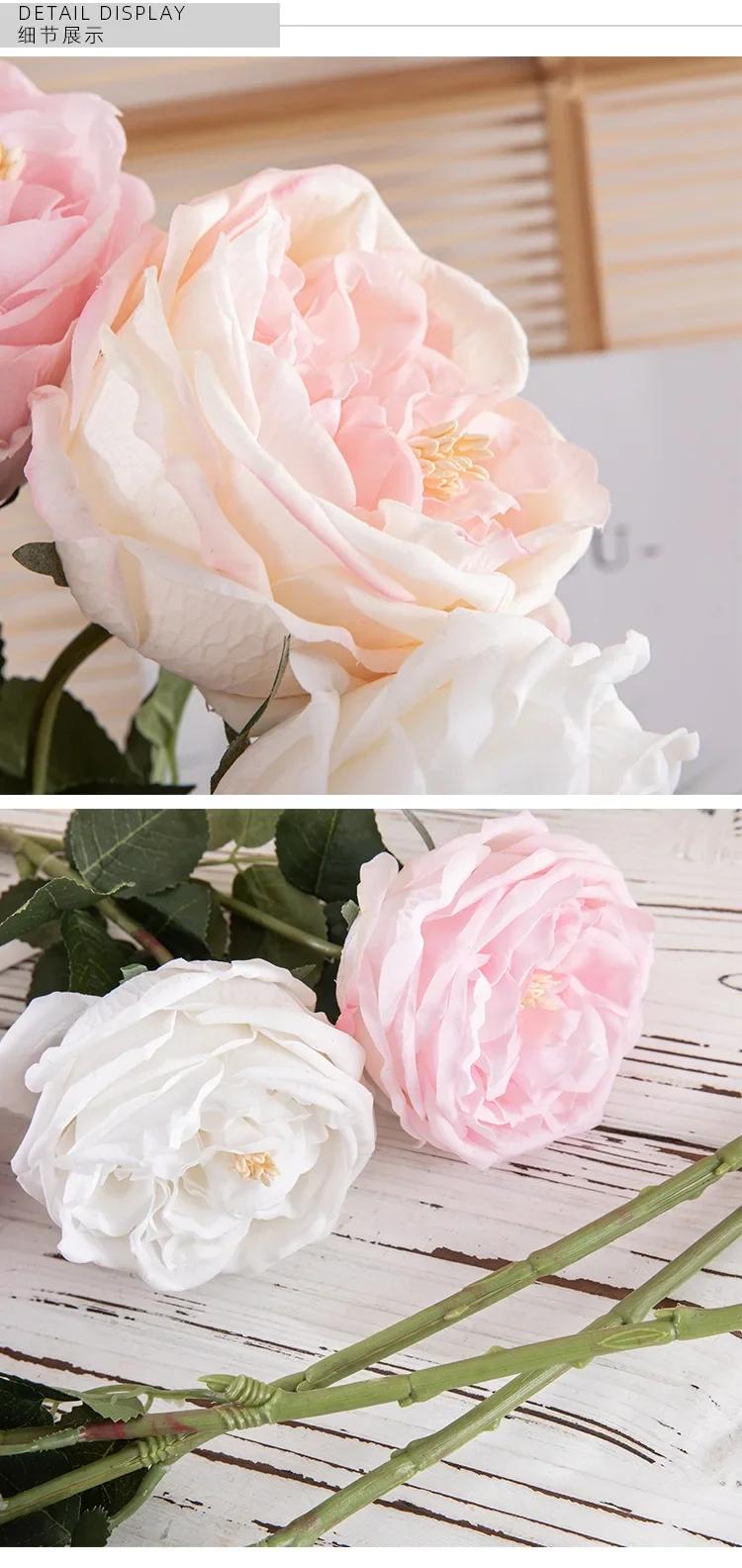 44cm Real Touch Feel Glued Moisturizing Rose Flowers Artificial Silk ...