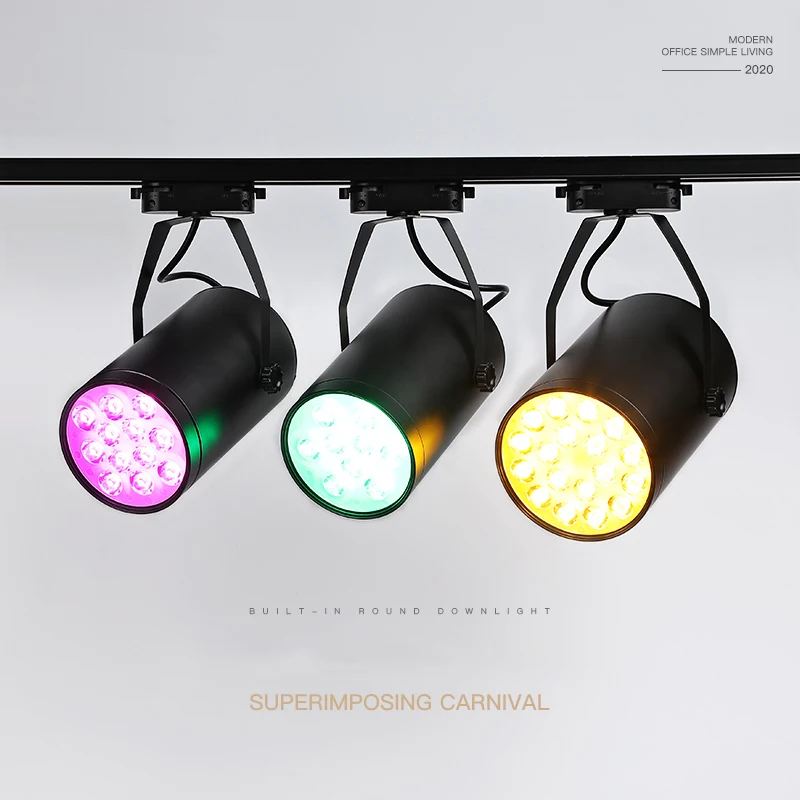 Led Rgb Colorful Remote Control 18w Track Light Lamp Aluminum Spot ...