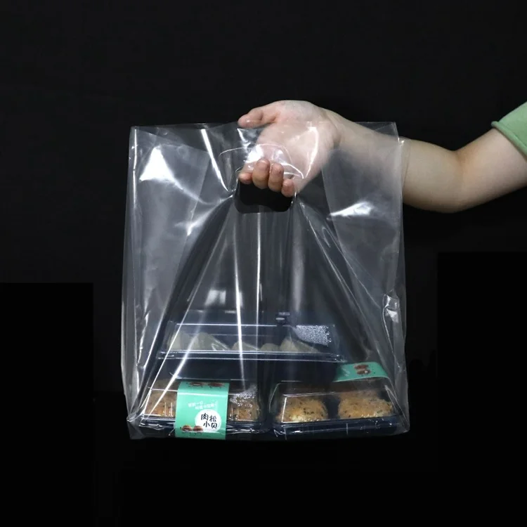 Cake Plastic Bag With Logo Die Cutting Handle Transparent Bread Baking ...