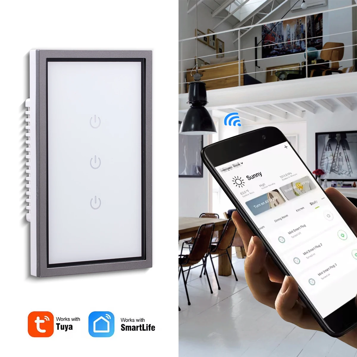1/2/3/4/5/6 Gang Double Way 110V Wall Touch Smart Switch And Socket ...