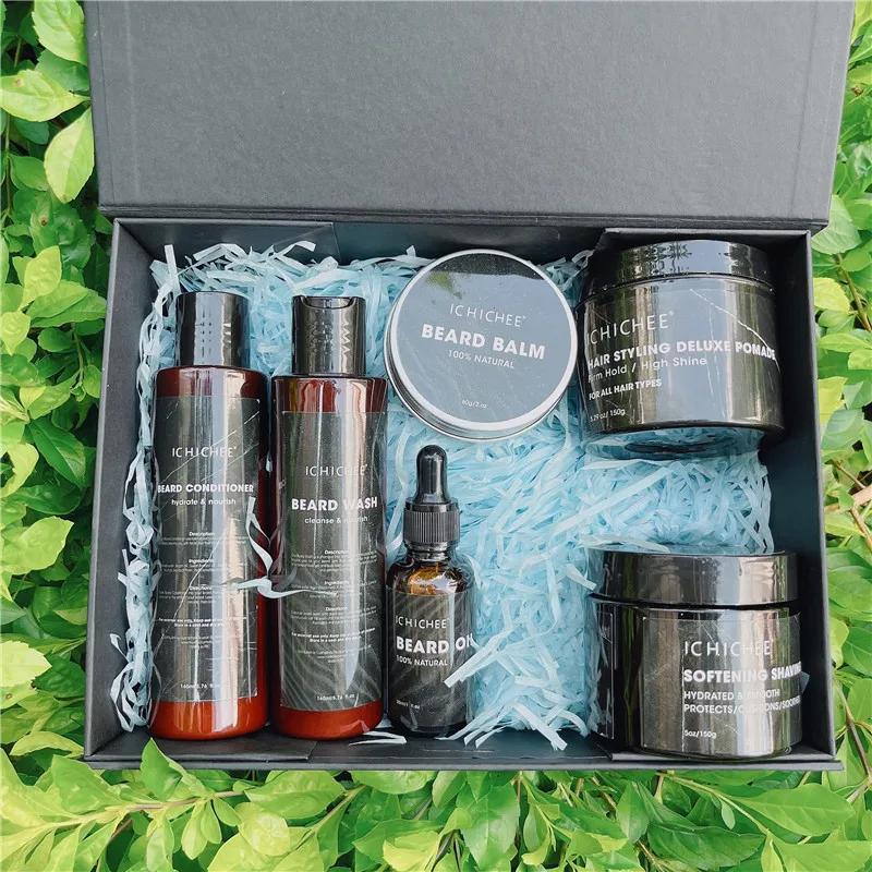 Custom Logo Private Label and Beard Balm Beard Care Growth Kit Gift Set ...