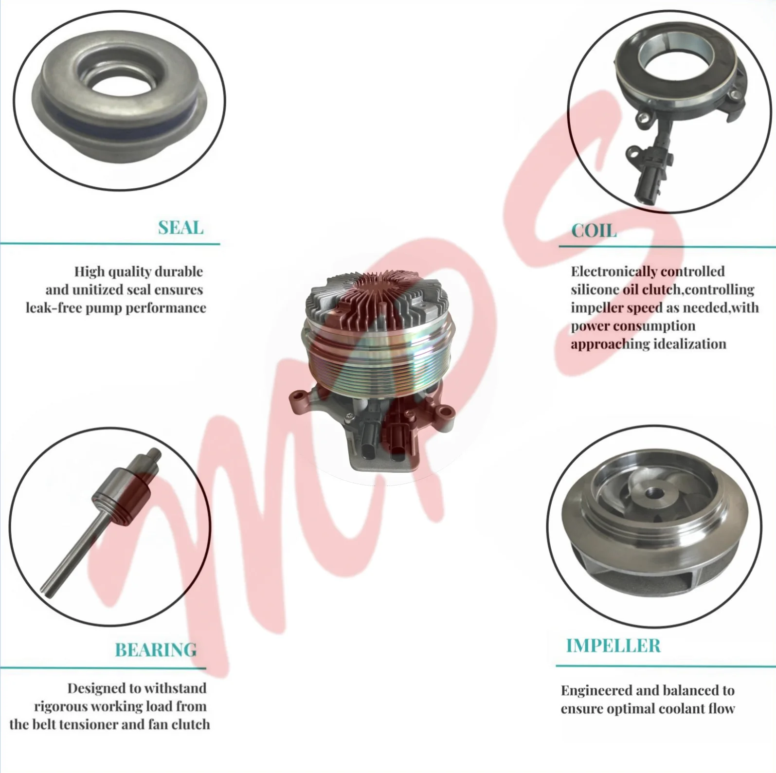 Truck Clutch Electronic Water Pump for MAN TGA OE 51065007128 99065007128