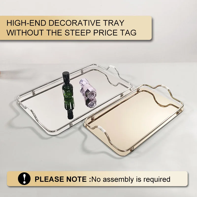 Home Decor Custom Nordic Modern Luxury Gold Metal Tray Decorative With ...