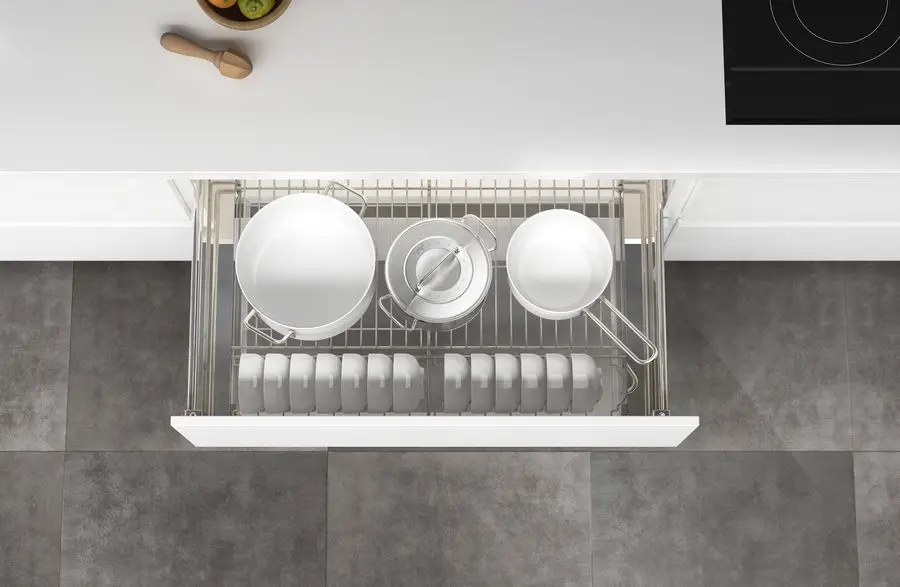 Modern Round Wire Basket Slider With Soft Closing Telescopic Dish And ...