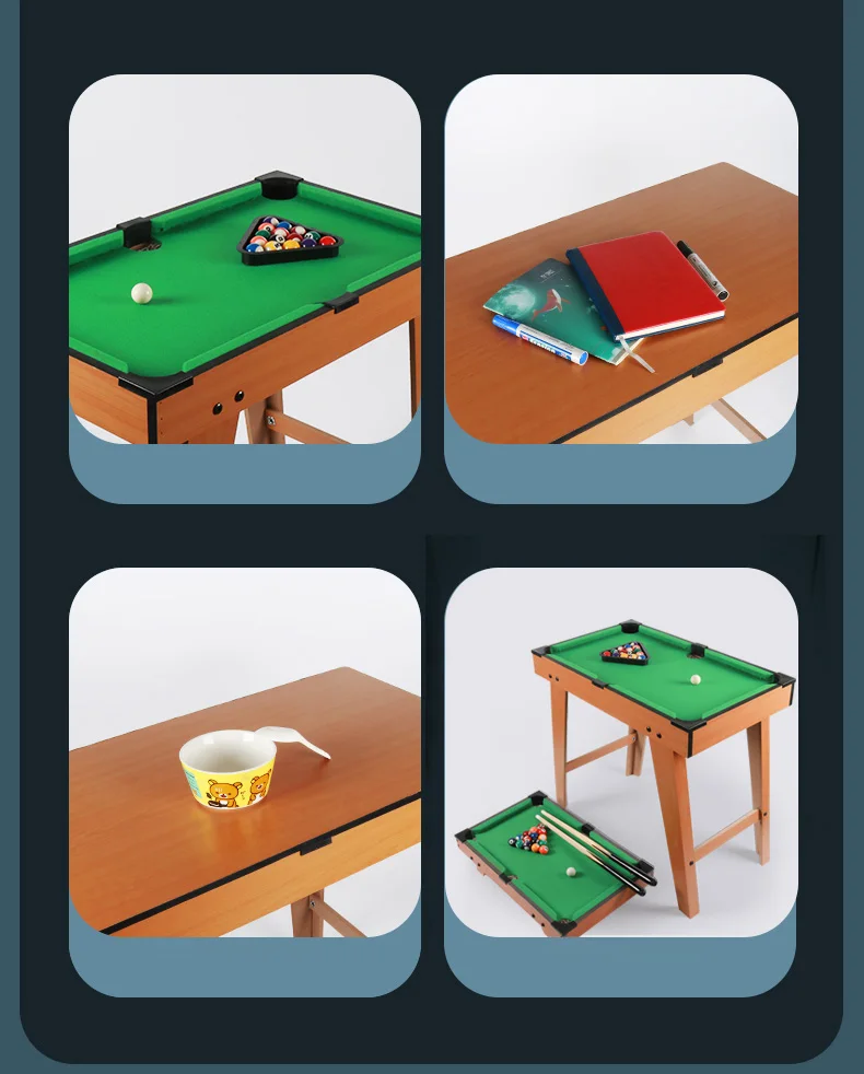 Qs Toys Wooden Pool Table Parent-child Sports Toy Battle Interactive ...