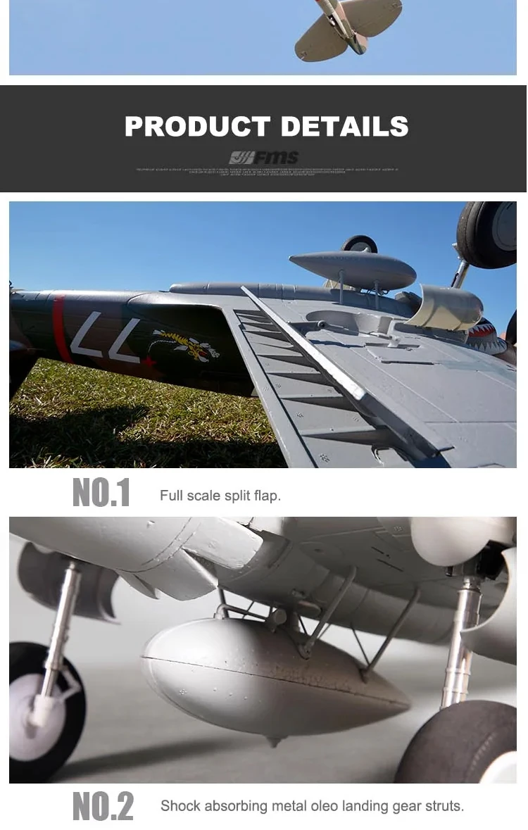 Scale Warbird FMS P-40B Warhawk 1400mm PNP RC Fighter Jet