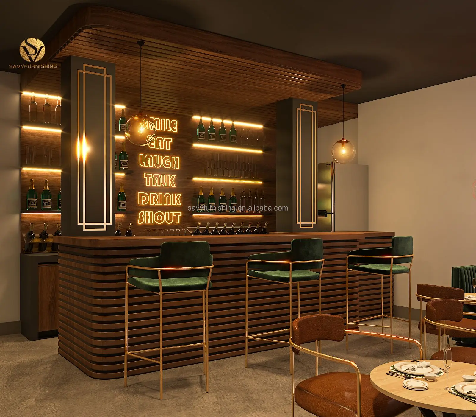 Modern Wooden Restaurant Bar Counter Design Comfy Cafe Shop Furniture ...
