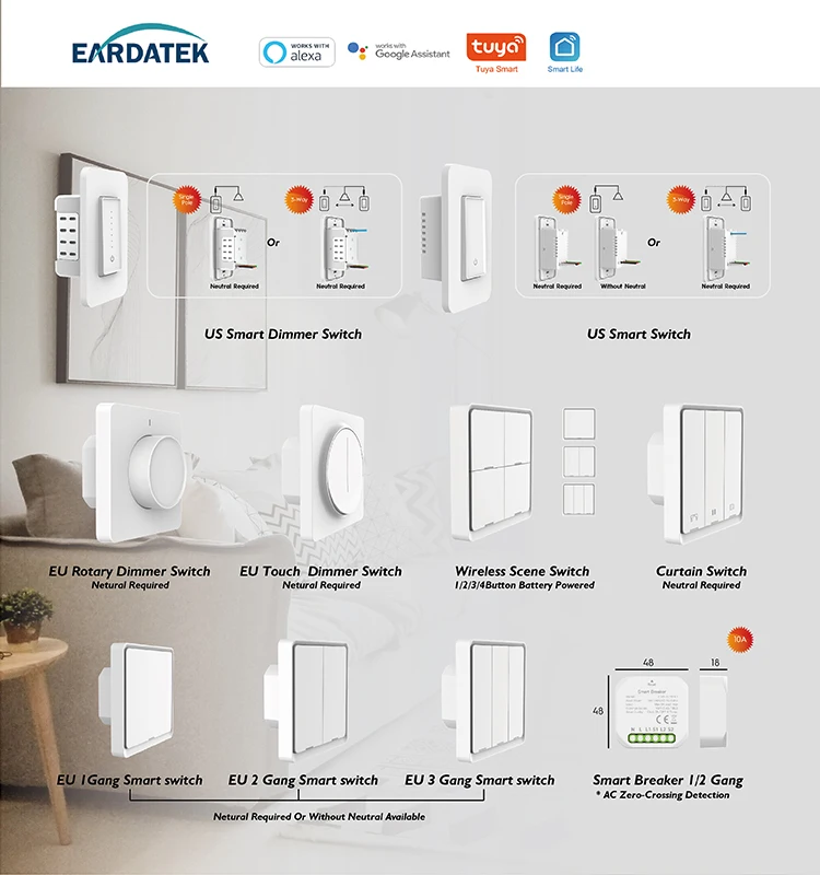 Earda Control Home Office Automation Zigbee Wifi Switch Bot Curtain ...
