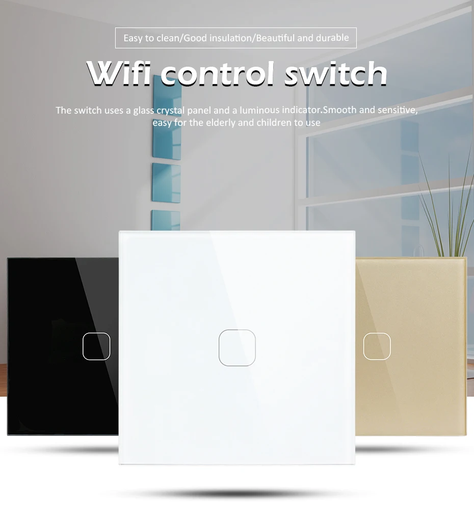 Remote Control Touch Wall Switch Smart 220v Eu Standard Crystal Glass ...