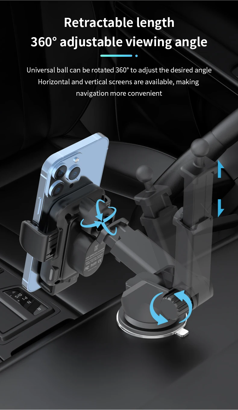 Car Charger Wireless Phone Holder - Fast & Secure Charging