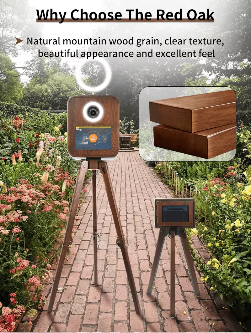 2025 Best Vintage Wooden Selfie DSLR Photo Booth Kiosk Printer Portable ...