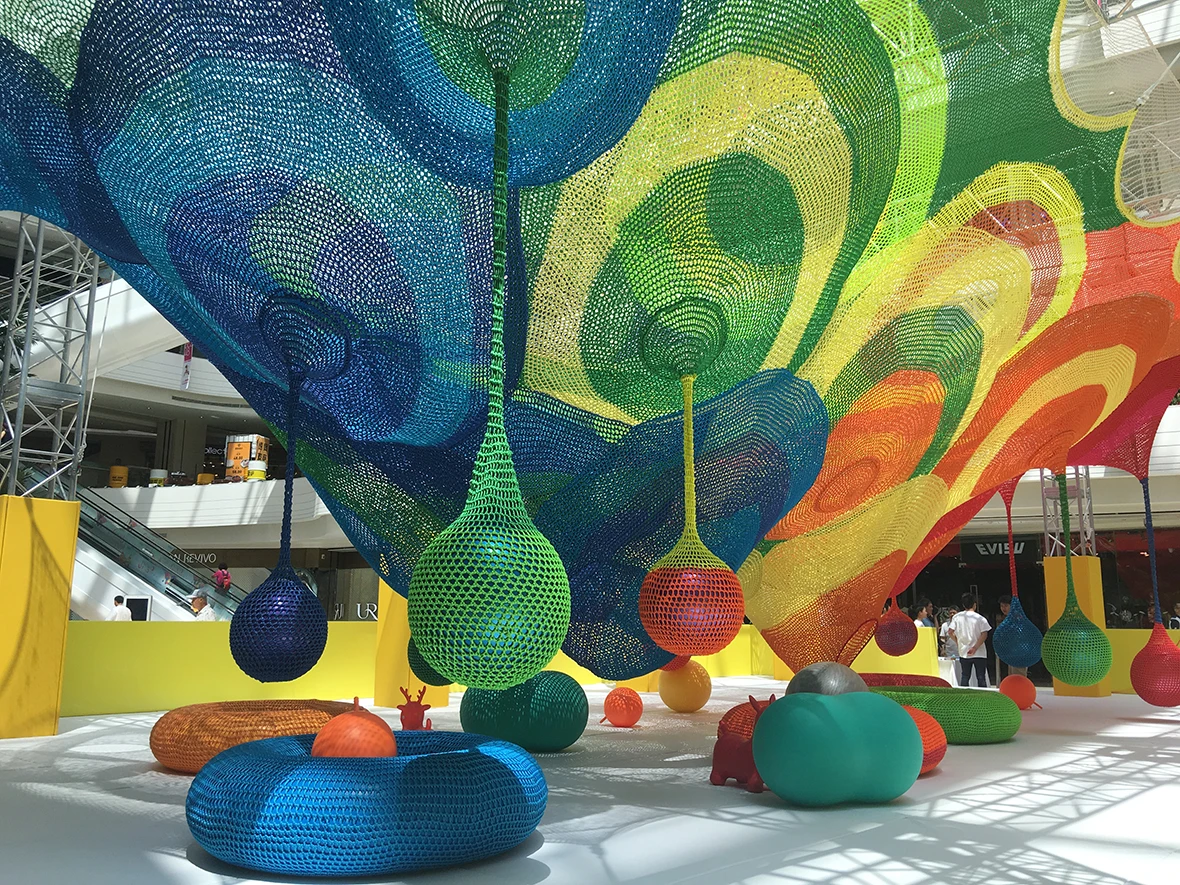 New Design Children Indoor Rainbow Rope Net Climbing Trampoline Park ...