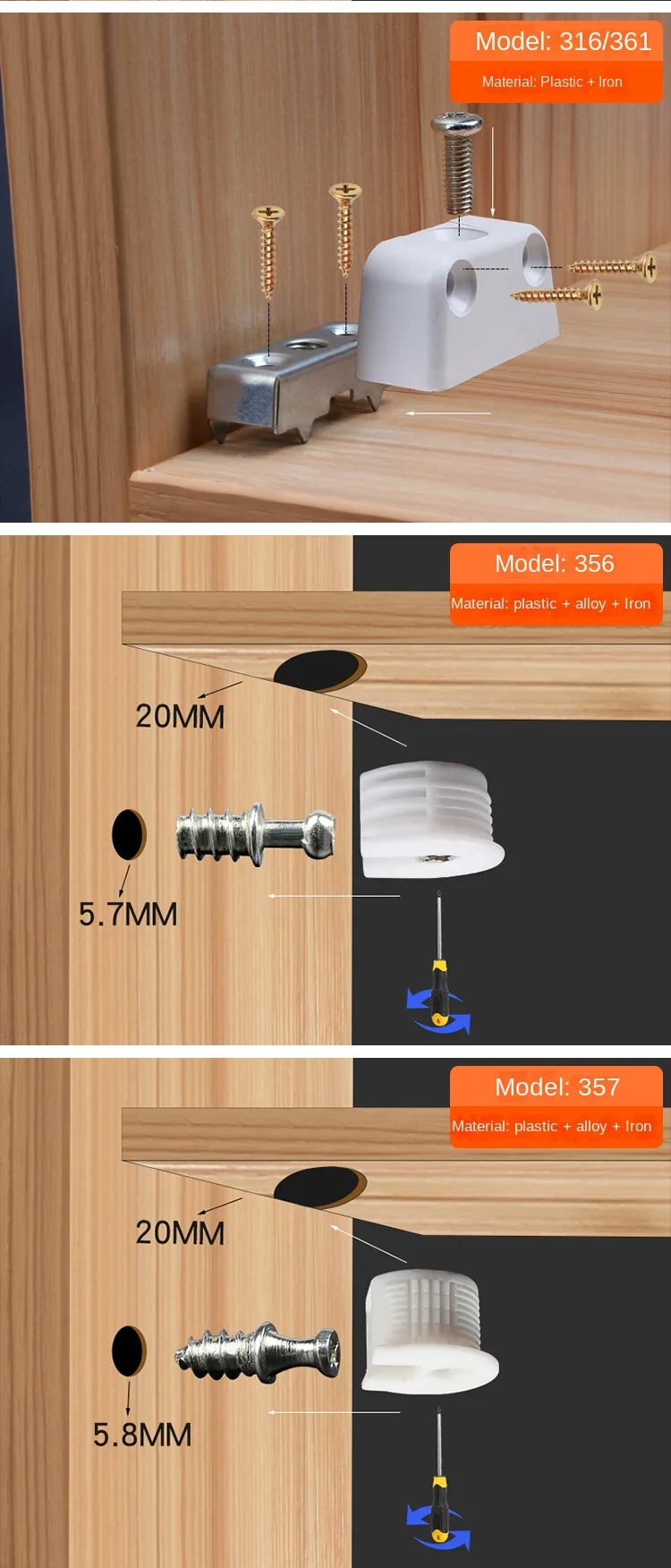 306 Hot Sale Zinc Alloy Cabinet Furniture Connection Fitting Hidden ...