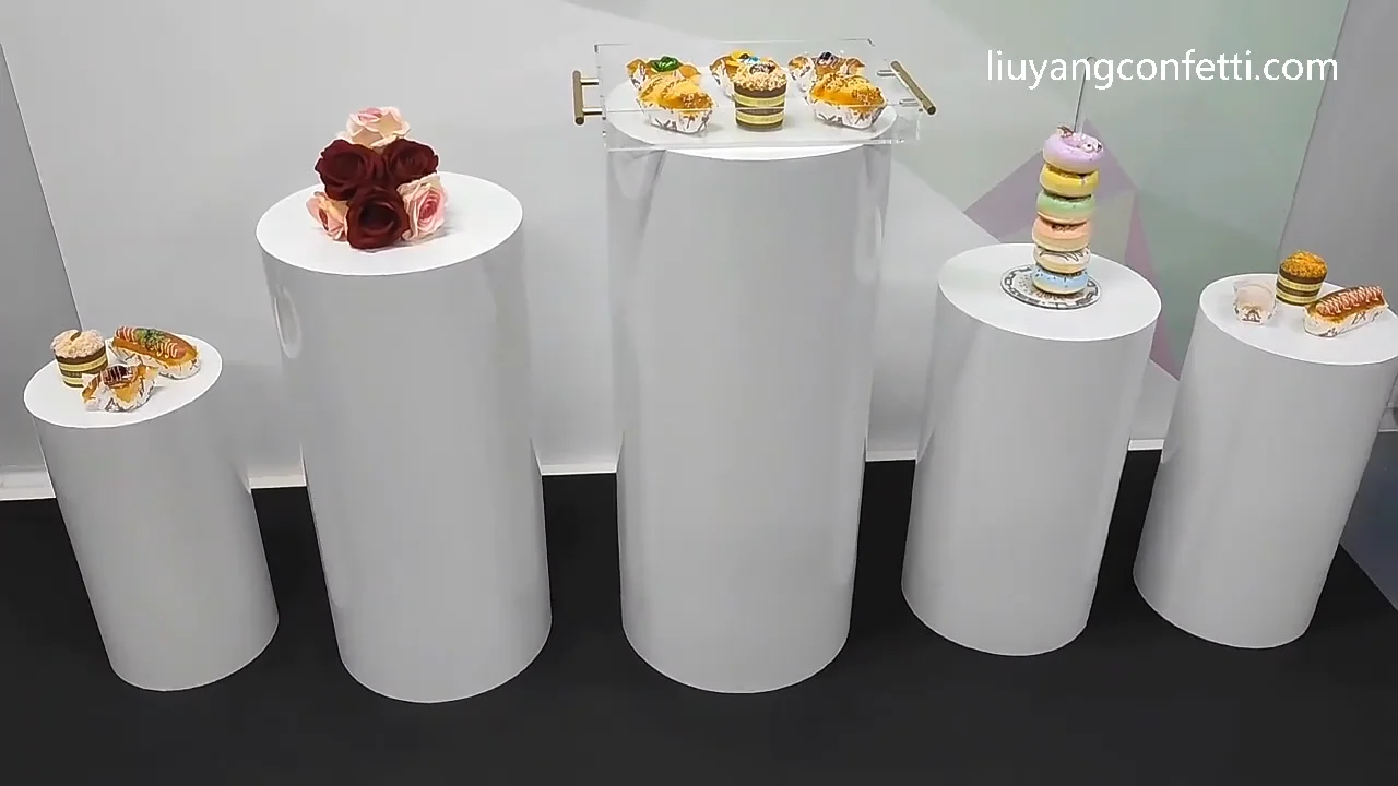 High Quality Thickening Metal White Plinth Cylinder Stand Dessert Table ...