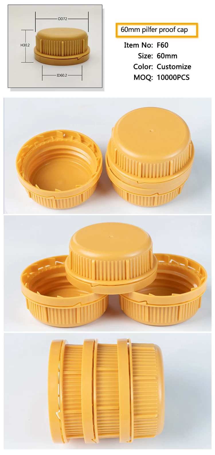 60 Millimeters Tamper Proof Screw Cap Pe Plastic Packing Lids Tamper ...