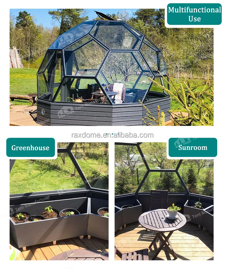 Transparent Glass Igloo Dome Greenhouse for Garden