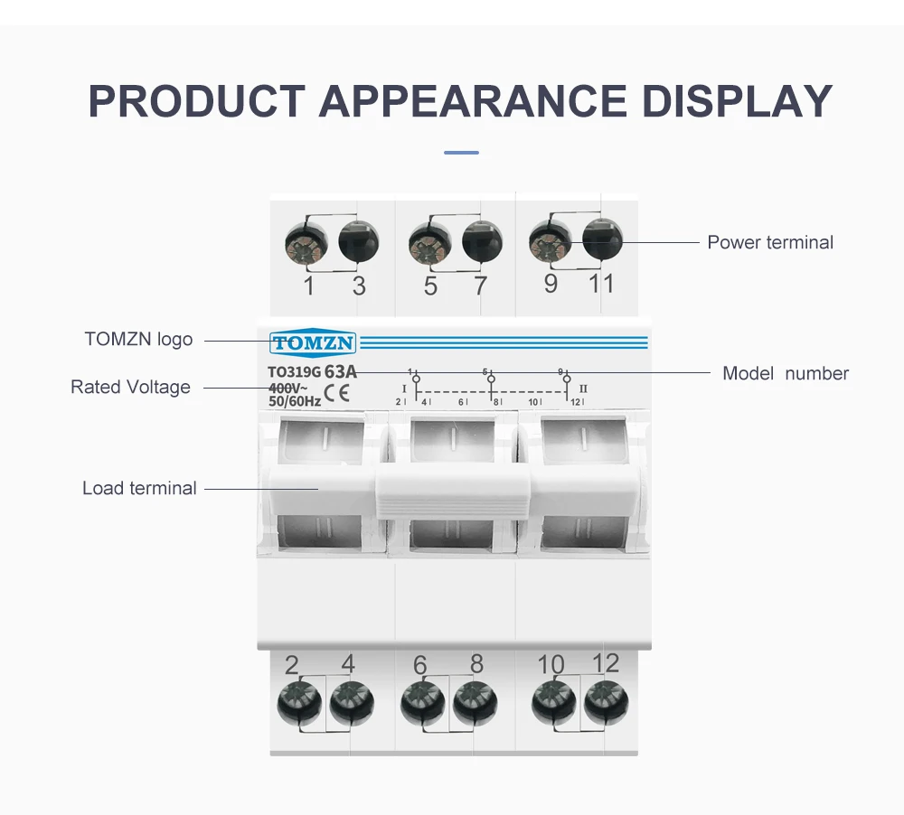 TOMZN 3P 63A MTS Dual Power Manual Transfer Switch - Reliable Isolation