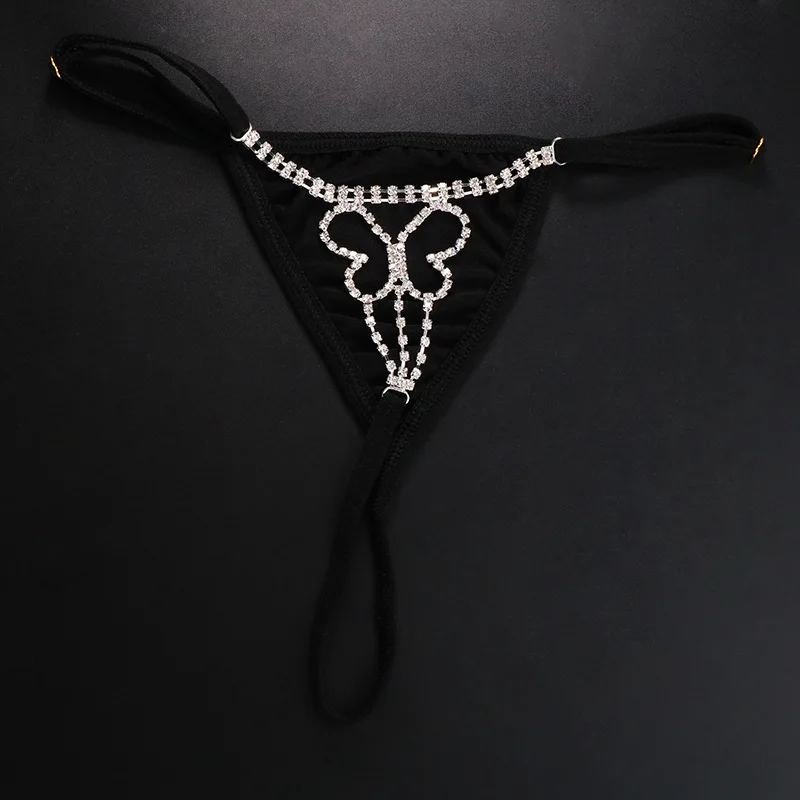 Delicate Hollow Flower Rhinestone Thong Waist Body Chain