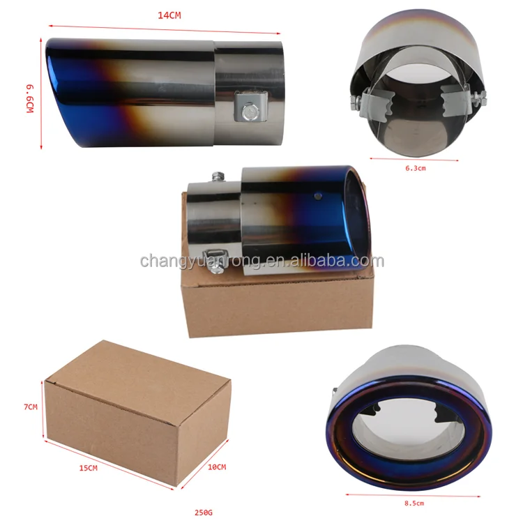 Universal Car Exhaust Muffler Tip Tail Pipe Bolt Fixation Stainless ...