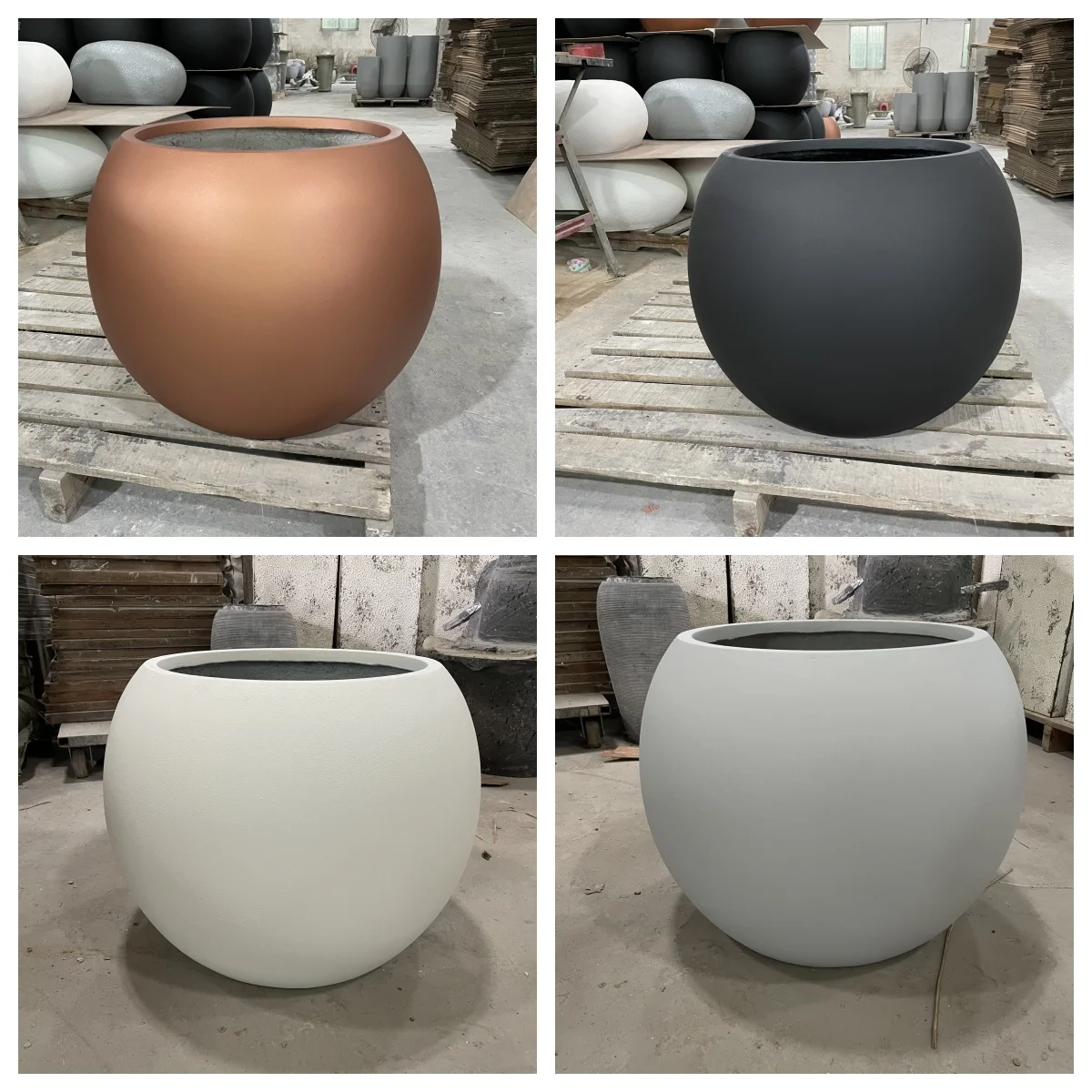 Nordic Big Sphere Fiberglass Planters for Outdoor Gardens