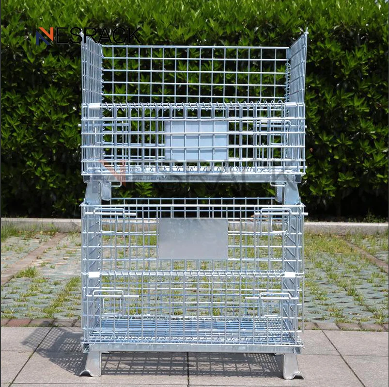 Customized Welded Steel Wire Mesh Pallet Cage Stackable Warehouse Rack ...