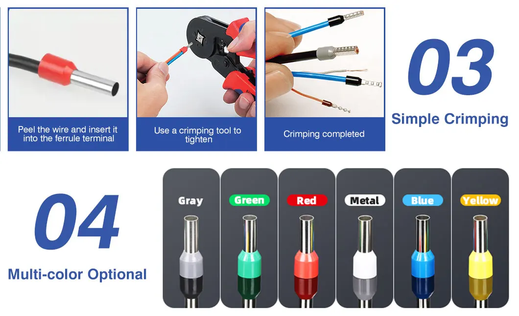 Copper Insulating Connector Plug E2508 Electrical Cable Terminal Tin ...