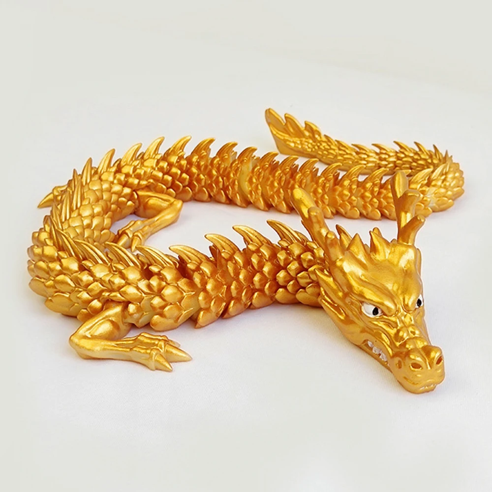 Customized 3d Printed Golden Dragon Statue Model Pla Fdm Joints Dragon ...