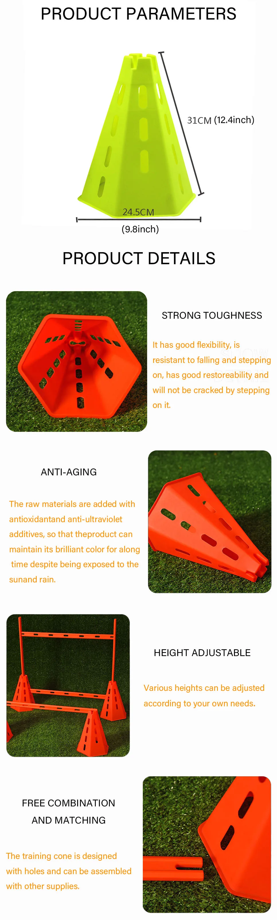 Soccer Sport Agility Training Marker Cone Plastic Sport Cones Football Agility Cones With Holes ...