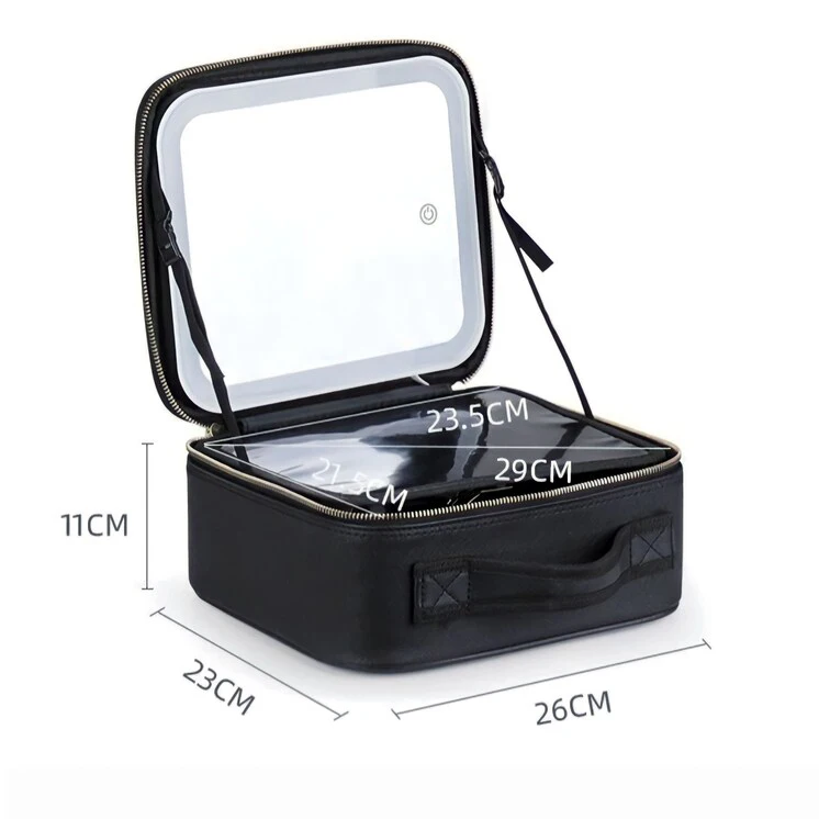 Custom Logo Women Portable Travel Led Make Up Train Case Makeup Bag ...