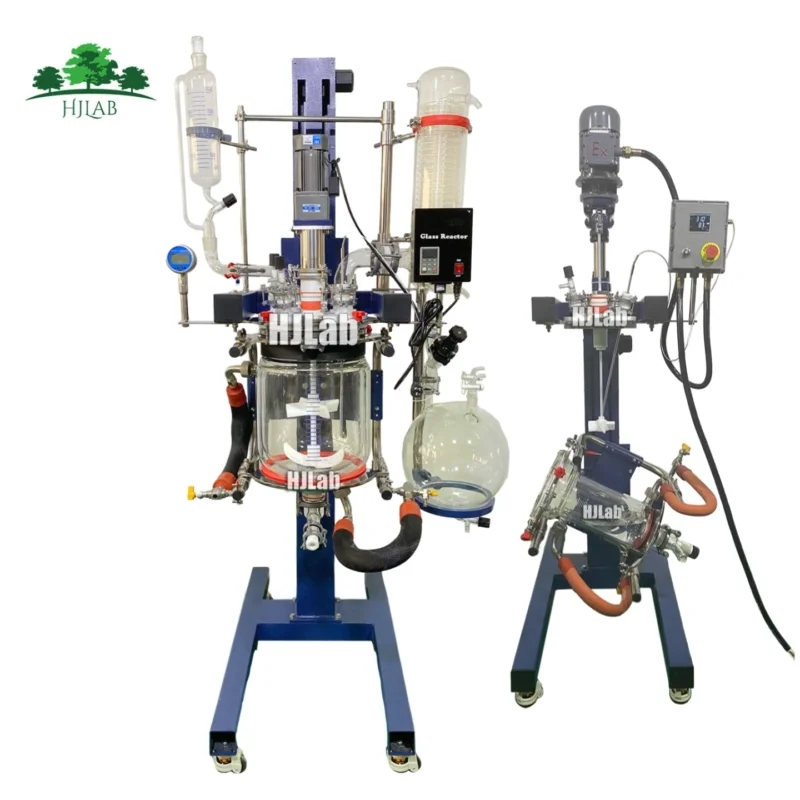 Dual Double Layer Jacketed Glass Reactor With Automatic Lifting ...