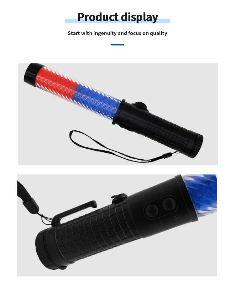 Portable Traffic Rechargeable Light Stick - LED Red Blue