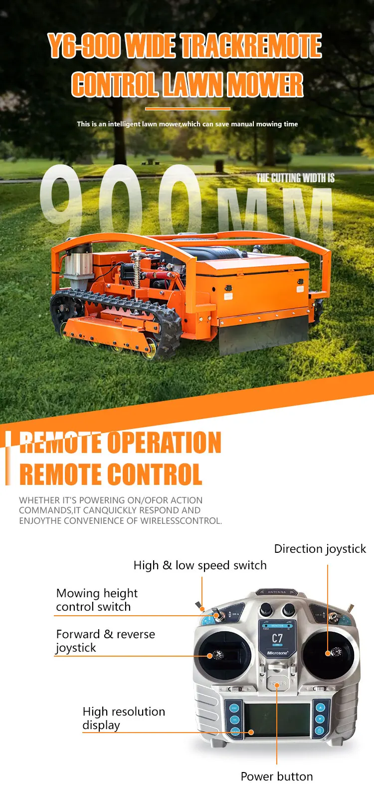 Rc Lawn Mower Remote All Terrain Slope Commercial Mowers 452cc Radio ...